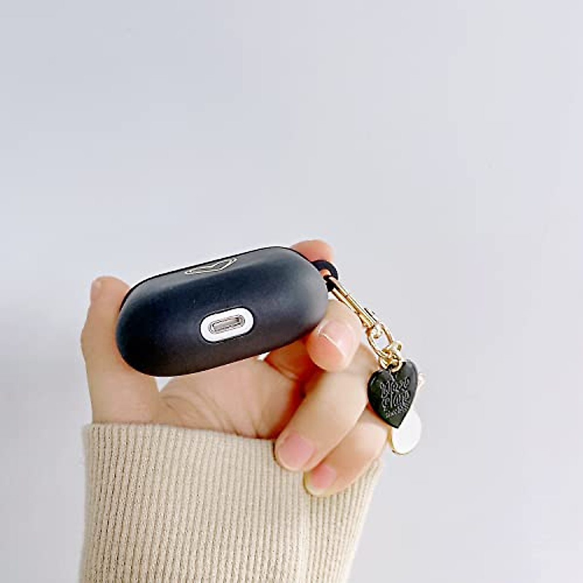 Ownest Compatible with AirPods 3 Case Cover 2021,Soft TPU with Gold Heart Cute Lucky Ball Keychain Shockproof Cover Case for Girls Women Airpods 3rd Generation-(Black)