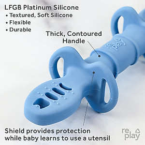Sustainables by Re-Play Silicone Dip n ReDip Feeding Tool - Made with Medical-Grade Platinum Silicone - Denim - 2 Pack