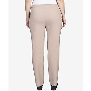 Alfred Dunner Womens Petite Classic Allure Fit Proportioned Pant with Elastic Comfort Waistband, Tan, 8P