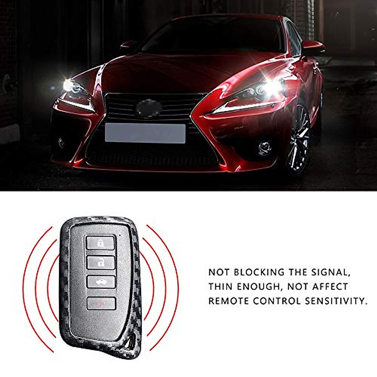 Ceyes Carbon Fiber Texture Protective Key Cover Car Smart Key Cover Car Remote Key Fob Cover for Lexus ES350 ES300h ES250 GS450 GS350 GS200 NX200 NX300H NX200T RX200T RC-F EX300 EX250 EX200