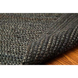 THE PIKKU INTERNATIONAL - Rug Round Natural Jute Hand Woven Braided Area Rug Black Color Carpet (132 x 132 Inch (11 Feet Round))