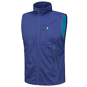 Little Donkey Andy Men's Lightweight Softshell Vest, Windproof Sleeveless Jacket for Travel Hiking Running Golf Blue XL