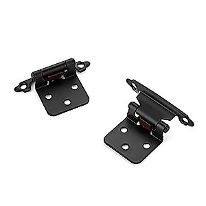 Ravinte 30 Pack 15 Pairs 1/2'' Overlay Cabinet Hinges Black Semi-Concealed Cupboard Hinges Face Mount Cabinet Hardware Self-Closing Cabinet Hinges Decorative Kitchen Cabinet Hinges with Door Bumpers