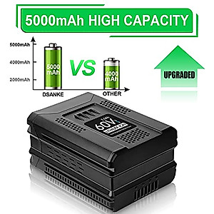 【Upgrade】 DSANKE 60V 5.0Ah Lithium Ion Replacement Battery for Greenworks Pro 60V Battery LB60A03 LB60A02 LB60A00 Cordless Power Tool Battery