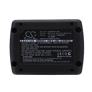4000mAh Replacement for Bosch Bosch GWI 10.8 V-Li, Bosch GWB 10.8-LI, CLPK30-120, CLPK31-120, CLPK40-120 Battery, P/N 2 607 336 013, 2 607 336 014, 2 607 336 027