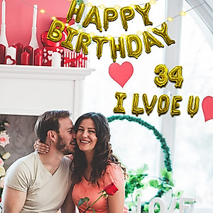 Personalized Name Happy Birthday Balloons Letters Kit, DIY Custom Name Birthday Banner, 2 Sets A- Z & 0-9 16'' Letters and Numbers with 2 LED Light for Birthday Party Decorations Gold