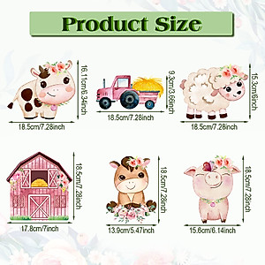 42 Pcs Floral Farm Animal Party Cutouts Girl Farm Animals Party Decorations Farm Animal Birthday Party Supplies with 60 Glue Point Dots for Girls Farm Animal Theme Baby Shower Birthday Party