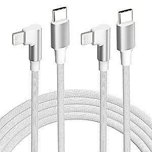 iPhone USB C to Lightning Cable,【2Pack 6FT MFi Certified】Right Angle 90 Degree iPhone Fast Charger Nylon Braided 20W Charging Data Syncing Cord Compatible with iPhone 14/13/Pro/ 12/Max/11/XS/XR/8/Plus