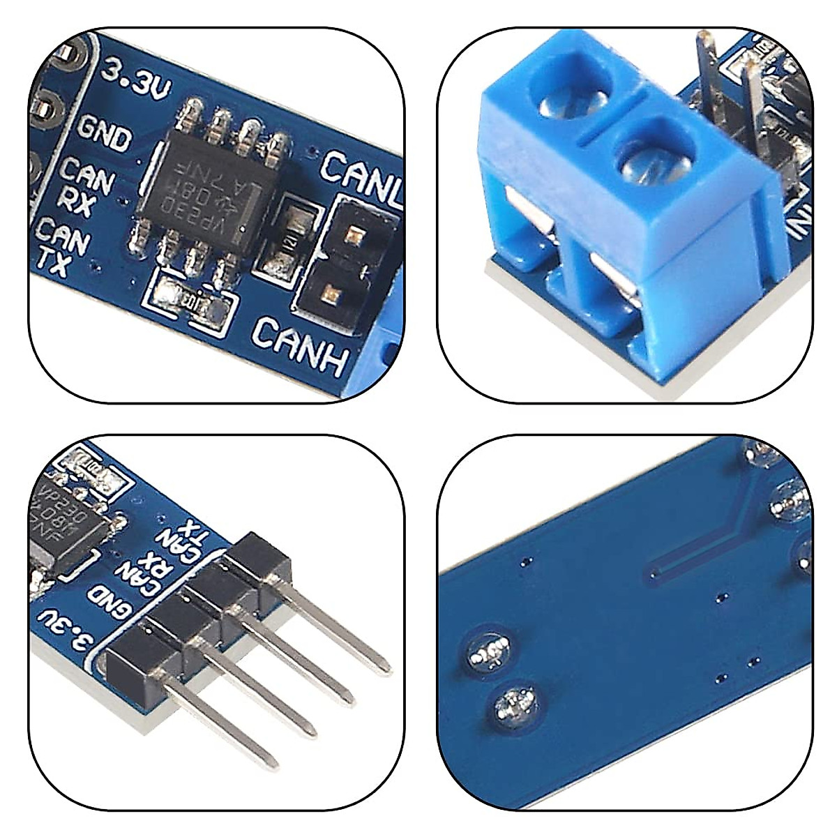 2PCS SN65HVD230 CAN Board, SN65HVD230 CAN Board Connecting MCUs to CAN Network Features ESD Protection Communication Evaluation Development Board 3.3V Compatible with Arduino Controller Board