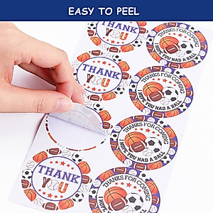 Sursurprise Sports Stickers All Star Thank You Circle Labels Sports Themed Birthday Party Favors 2 Inch 48 Pack