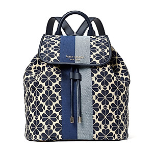 Kate Spade New York Spade Flower Jacquard Stripe Synch Medium Flap Backpack Blue Multicolor One Size