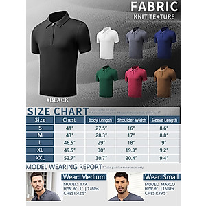 RQP Mens Zipper Polo Shirts Knit Wrinkle Free Casual Shirts Short/Long Sleeve,Stretch Fit Golf Shirts,Soft pullove，Black XL