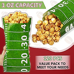 120 PCS Football Popcorn Bags Football Candy Treat Bags Football Party Popcorn Boxes Football Popcorn Holder Football Paper Favor Bags for Football Theme Birthday Party Baby Shower Supplies