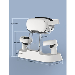 NexiGo Enhanced Charging Dock with LED Light for Oculus Quest 2, [Support Elite Strap with Battery], Headset Display Stand and Controller Mount, 2 Rechargeable Batteries, Magnetic Cable (Renewed)