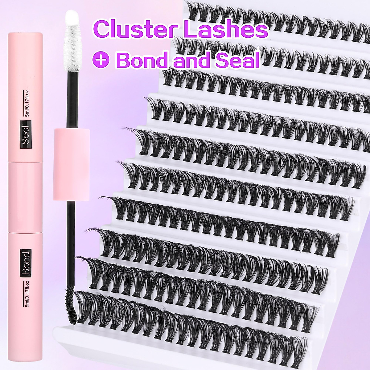 Lash Extension Kit Bond and Seal 200pcs DIY Lash Clusters Kit 8-16MM CD Curl Eyelash Extension Kit Wispy Individual Lashes Kit Eyelash Clusters by Ruairie