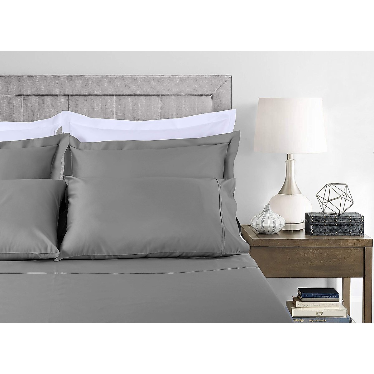 Threadmill Cotton Full Size Sheet Set| 100% Cotton Sheets for Full Size Bed | Solid Sateen Full Bed Sheets Set with 16” Elasticized Deep Pocket | Soft Breathable 4-Piece Cooling Sheet Set | Dark Grey