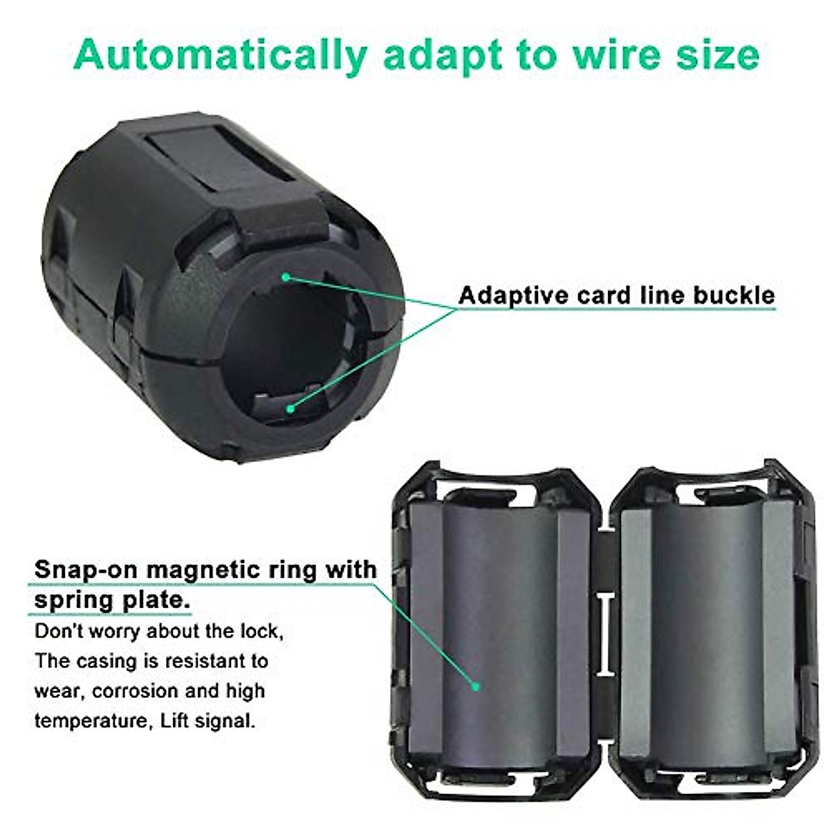 XShine Pack of 20 Clip-on Ferrite Ring Core Black RFI EMI Noise Suppressor Cable Clip for 5mm/7mm/9mm/13mm Diameter Cable