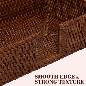 Rattan Guest Towel Holder For Bathroom Towel Caddy Rectangular Napkin Tray Wicker Toilet Tank Basket Dark Brown 9.4 x 5.9 x 2.4 inches Tissue Paper Hand Towels Storage Luncheon Kitchen Countertop