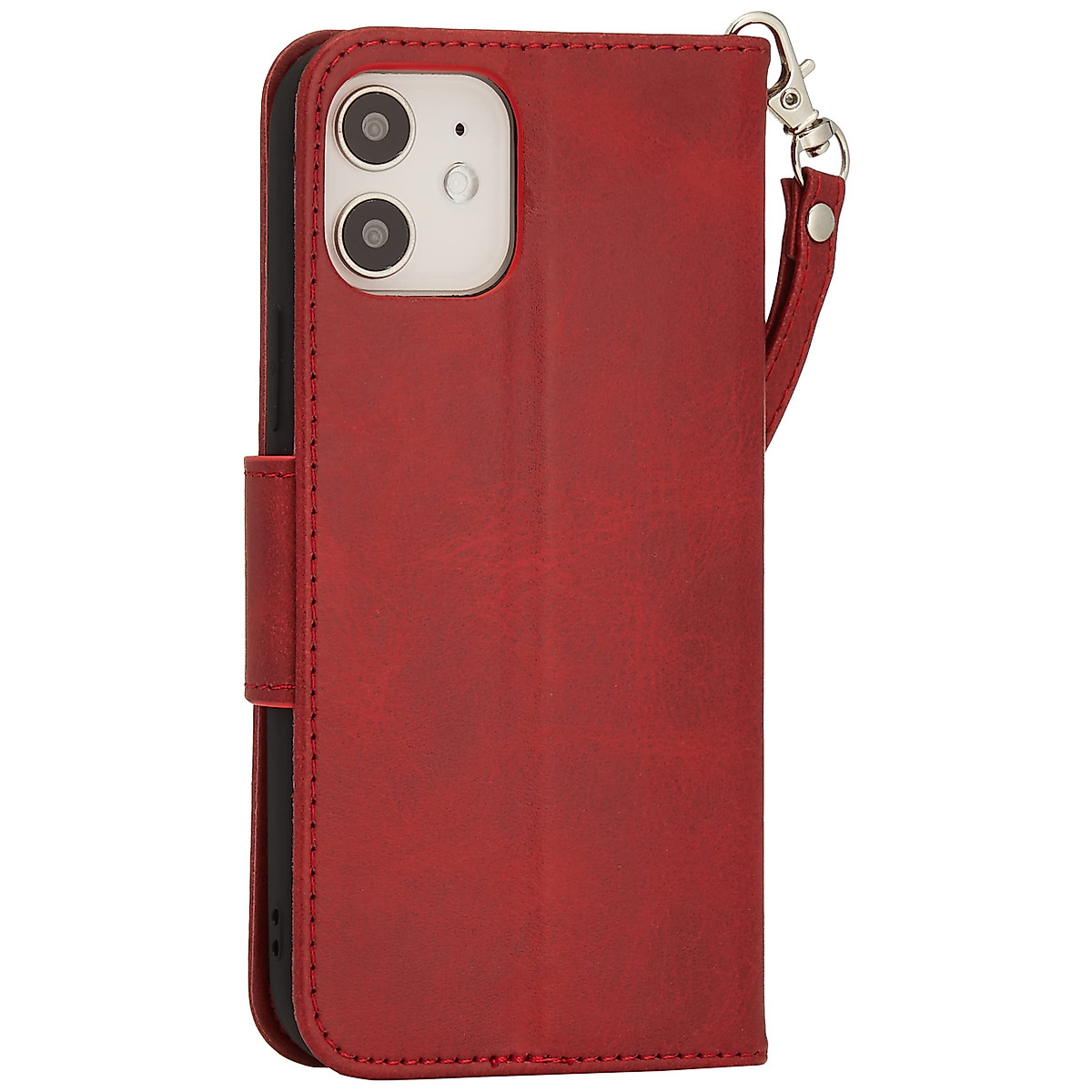 Glow Co, Ltd. iPhone 12 Notebook Type Case with Strap, Red, Tempered Glass & Stylus Pen Included 407-1-02