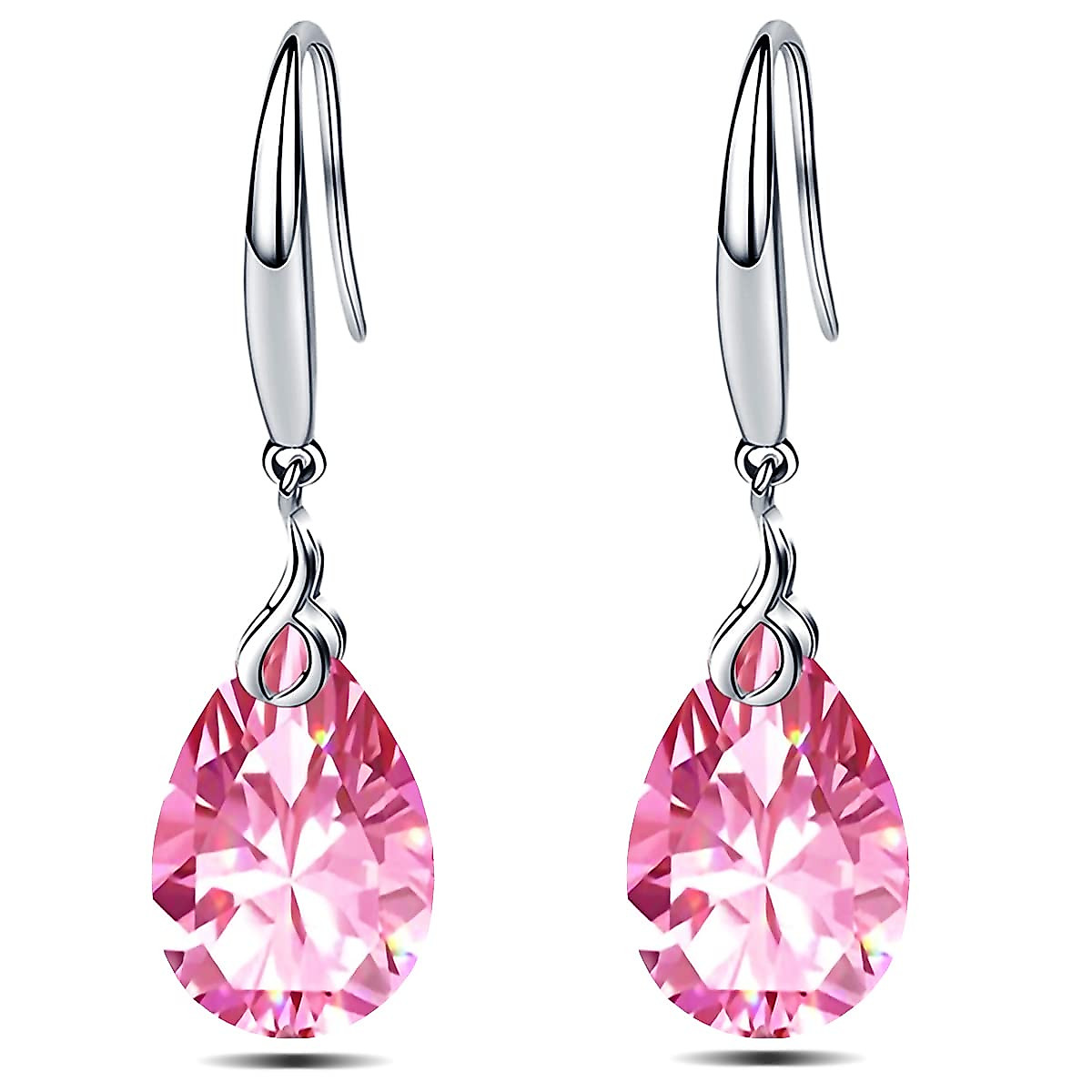 ML S925 Sterling Silver 12mm Naked Drill Swarovski Element Crystal Earrings For Women (Earrings Pink color)