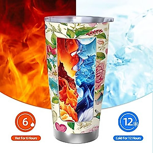 AYCZN Vintage Bird 20 OZ Tumbler Stainless Steel Travel Coffee Mug, Flower Butterfly Insulated Water Bottle with Lid and Straws Leakproof Thermal Cup