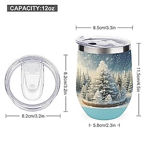 WYUSPGK 304 Stainless Steel Insulated Cup, Snow Wonderland Pine Tree Christmas Print Smooth Rim, Durable & Reusable - Perfect for Office, Home, And Travel