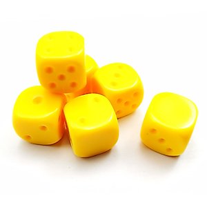 Blank Unpainted 16MM D6 Game Dice with Blank 6th Side, 4 Assorted Color Set of 24pcs, Raw Blank Cube