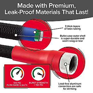 Pocket Hose Silver Bullet 2.0 Expandable Garden Hose 25-FT with Turbo Shot Nozzle, AS-SEEN-ON-TV, Lead-Free, Solid Aluminum Connectors, Easy On/Off Valve, Kink-Free, Leak-Proof
