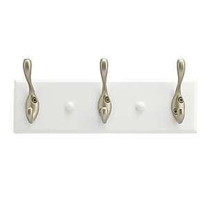 Richelieu Hardware T36709184 Utility Hook Rack 10 in (255 mm), Matte Nickel and White