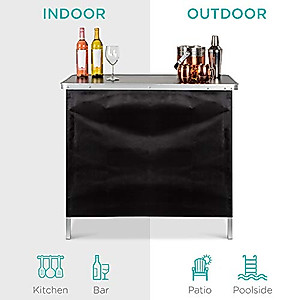 Best Choice Products Portable Pop-Up Bar Table for Indoor, Outdoor, Party, Picnic, Tailgate, Entertaining w/Carrying Case, Storage Shelf, Removable Skirt