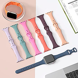 TSAAGAN 5 Pack Silicone Slim Bands Compatible with Apple Watch Band 38mm 42mm 40mm 44mm 41mm 45mm 49mm, Soft Narrow Sport Strap Thin Wristband for iWatch Ultra Series 8/7/SE/6/5/4/3/2/1 Women Men