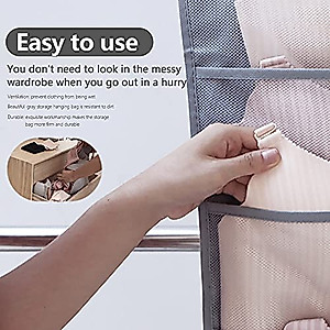 inheming 2 Pack Hanging Underwear Organizer for Closet, 12 + 18 Mesh Pockets Dual-Sided Storage Bags, Bras Panties Socks Organizer Hanger for Dormitory, Rental House, RV Wardrobe