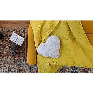 DaDalogy Bedding Luxury Dreamy White Faux Fur Heart Pillow - Lovely Valentine Gift Throw Cushion with Sewn Insert - Cute Romantic Soft Sherpa Backside | Upgraded- 16” x 14”