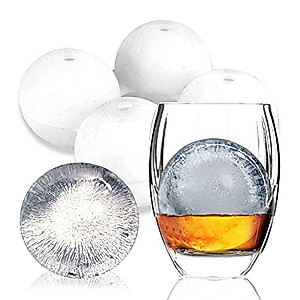 4 Pack 2" Large Round Ice Cube Ball Maker Molds Bar Whiskey Stones Party Includes Mini Funnel Funnel (1)
