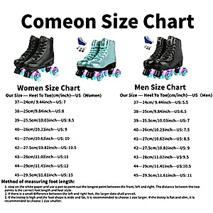 Comeon Roller Skates for Women PU Leather Roller Skates High-Top Leather for Beginners Teens for Woman,Girls and Boys,Adult (Green crystal,flash wheel,250/uk5.5/eur38)