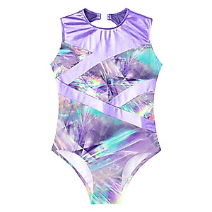 YONGHS Kids Girls Sleeveless Ballet Leotard for Gymnastics Outfit One Piece Athletic Bodysuit Dancewear Lavender 10 Years