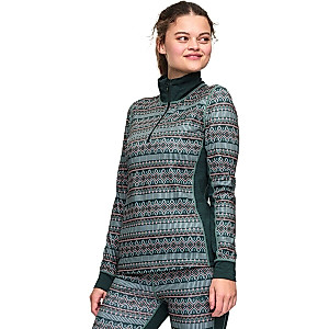 Kari Traa Women's Lune Half Zip Base Layer Shirt, R-Pine, X-Small