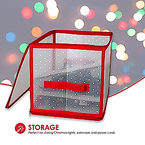 Home Basics Textured Polka Dot Christmas Light Bag Seasonal Holiday Clear Transparent Storage for Easter, 4th July, Fall, Halloween, Red