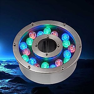 LED Ring Underwater Fountain Light - IP68 Waterproof 12V Pond Lights for The Garden, Fountain Pool, Landscape Decoration ( Color : RGB , Size : 24W(12V) )