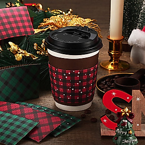 Patelai Christmas Coffee Cup Sleeves Disposable Coffee Sleeves Holiday Coffee Sleeves Christmas Cup Sleeves Hot Chocolate Cup Sleeves Tea Cup Sleeves for Hot Chocolate Coffee (Classic Style, 42 Pcs)