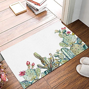 Door Mat for Bedroom Decor, Cactus Floor Mats, Holiday Rugs for Living Room, Absorbent Non-Slip Bathroom Rugs Home Decor Kitchen Mat Area Rug 18x30 Inch