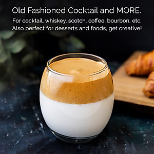 Volarium Drinking Glasses Never Spill Tumbler Set of 6, Old Fashioned Whiskey Glass, Brandy Whiskey Curved Glass Set, Scotch Glasses with Heavy Base, 13 3/4 oz