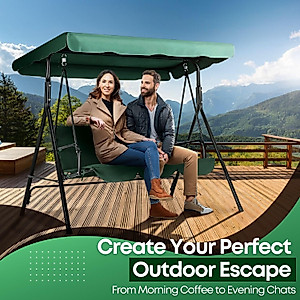 Flexzion Swing Canopy Cover (Green) 77"x43" - Deluxe Polyester Top Replacement UV Block Sun Shade Waterproof Decor for Outdoor Garden Patio Yard Park Porch Seat Furniture