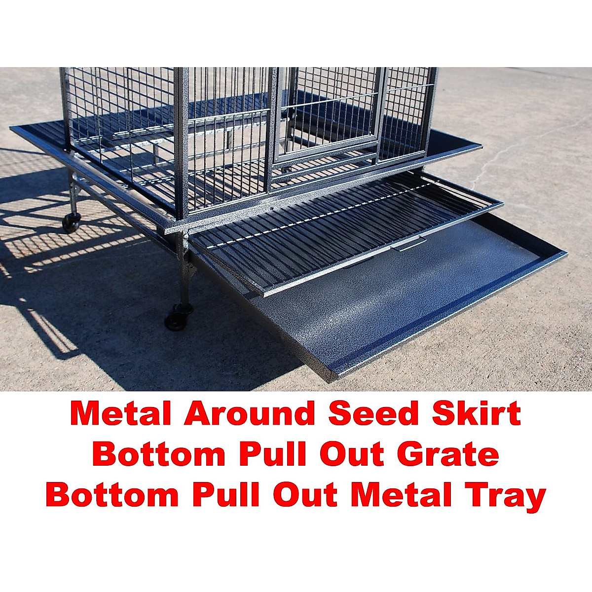 Large Elegant and Durable Play Top Bird Cage Parrot Finch Macaw Cockatoo Bird Wrought Iron Cage (Black Vein)