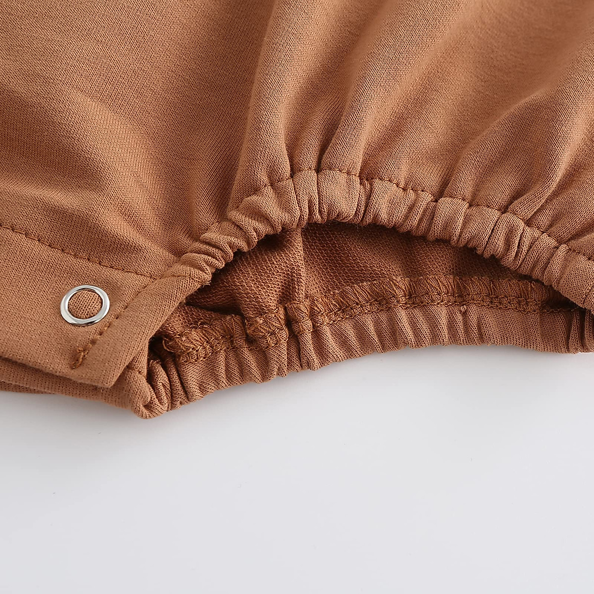 Ashmyova Baby Boys Girls Crewneck Sweatshirt Romper Toddler Pullover Sweater Bodysuits Fall Winter Clothes Khaki Romper Size 12-18 Months