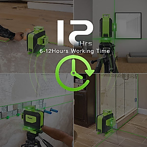 Laser Level Self-leveling Huepar 4x360 Green Cross Line Floor Laser Tool with Remote Control -2 x 360 Horizontal/Vertical Lines Nivel láser with Rechargeable Li-ion Battery & magnetic Bracket-904DG