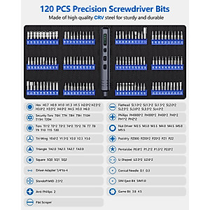 Mini Electric Screwdriver Set 140-IN-1: UnaMela Small Electric Screwdriver Cordless - 120 Precision Bits, 5 Torque Settings, LED Light, Magnetic Power Screwdriver Repair Tool Kit for PC RC Electronics
