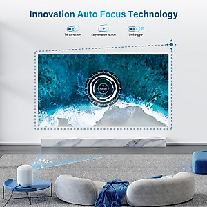 [Auto Focus/Keystone]Portable Mini Projector with 5G wifi 6 and bluetooth, 4K Native 1080P Outdoor Movie Projector,Smart Home Projector Compatible with iOS/Android/HDMI/USB