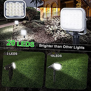 CREPOW Solar Spotlights Outdoor, 20 LED IP65 Waterproof Solar Landscape Spotlights, Dusk-to-Dawn 6000K Daylight Solar Outdoor Lights for Yard Garden Driveway Porch Walkway, 2-in-1