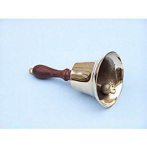 Hampton Nautical Solid Brass Hand Bell, 7", Brass